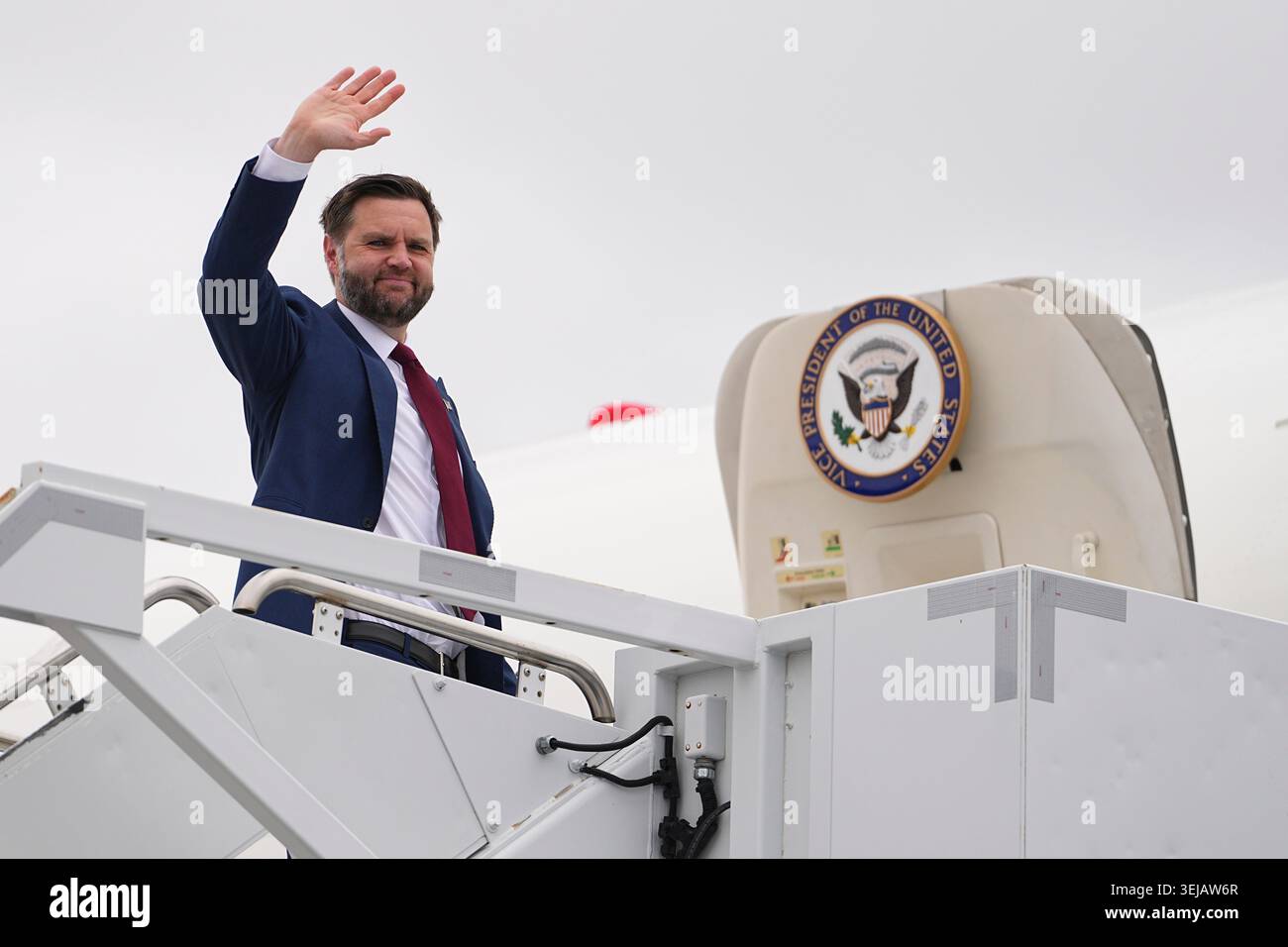 Vice President JD Vance waves as he boards Air Force Two at Colorado ...
