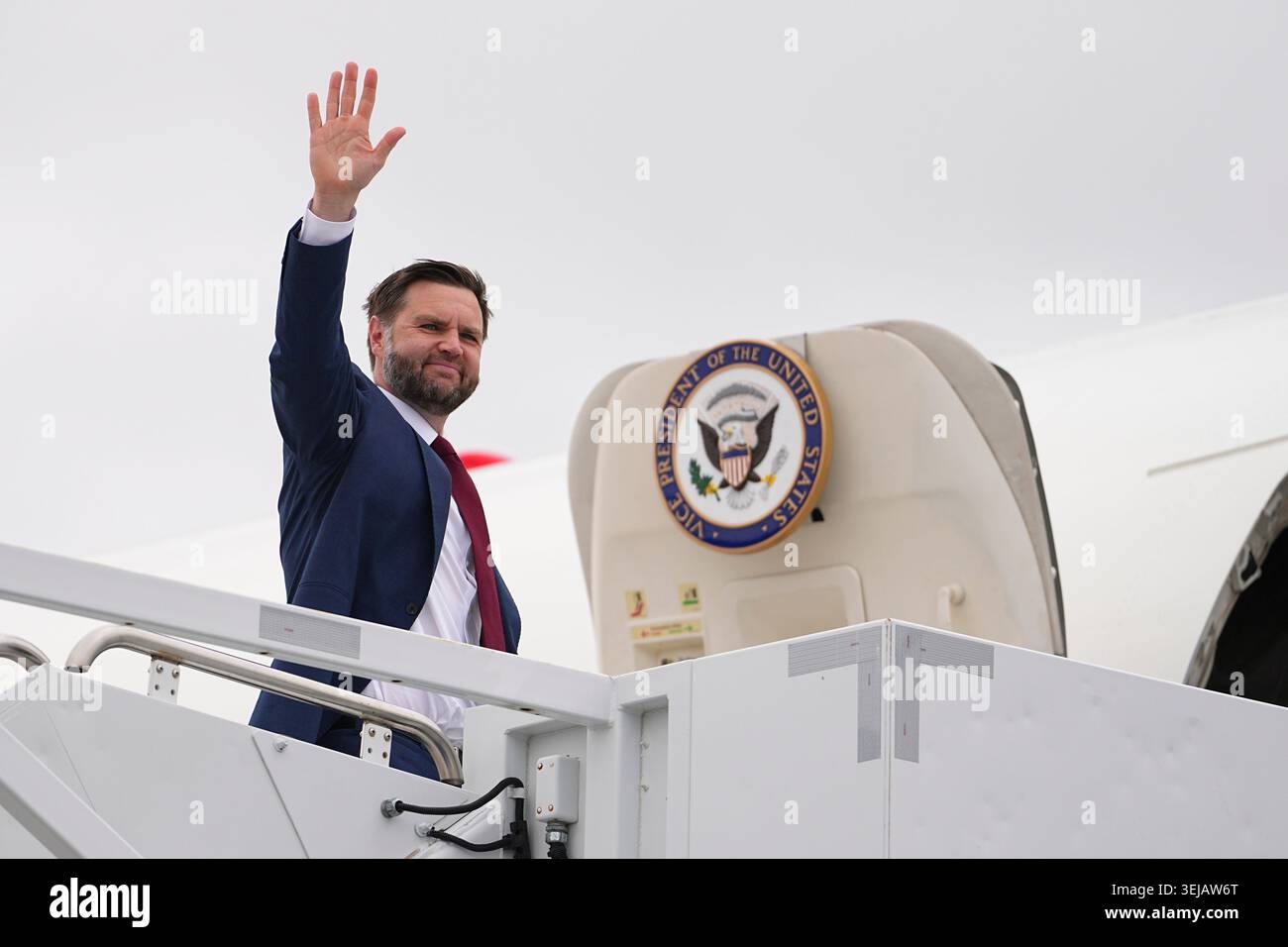 Vice President JD Vance waves as he boards Air Force Two at Colorado ...