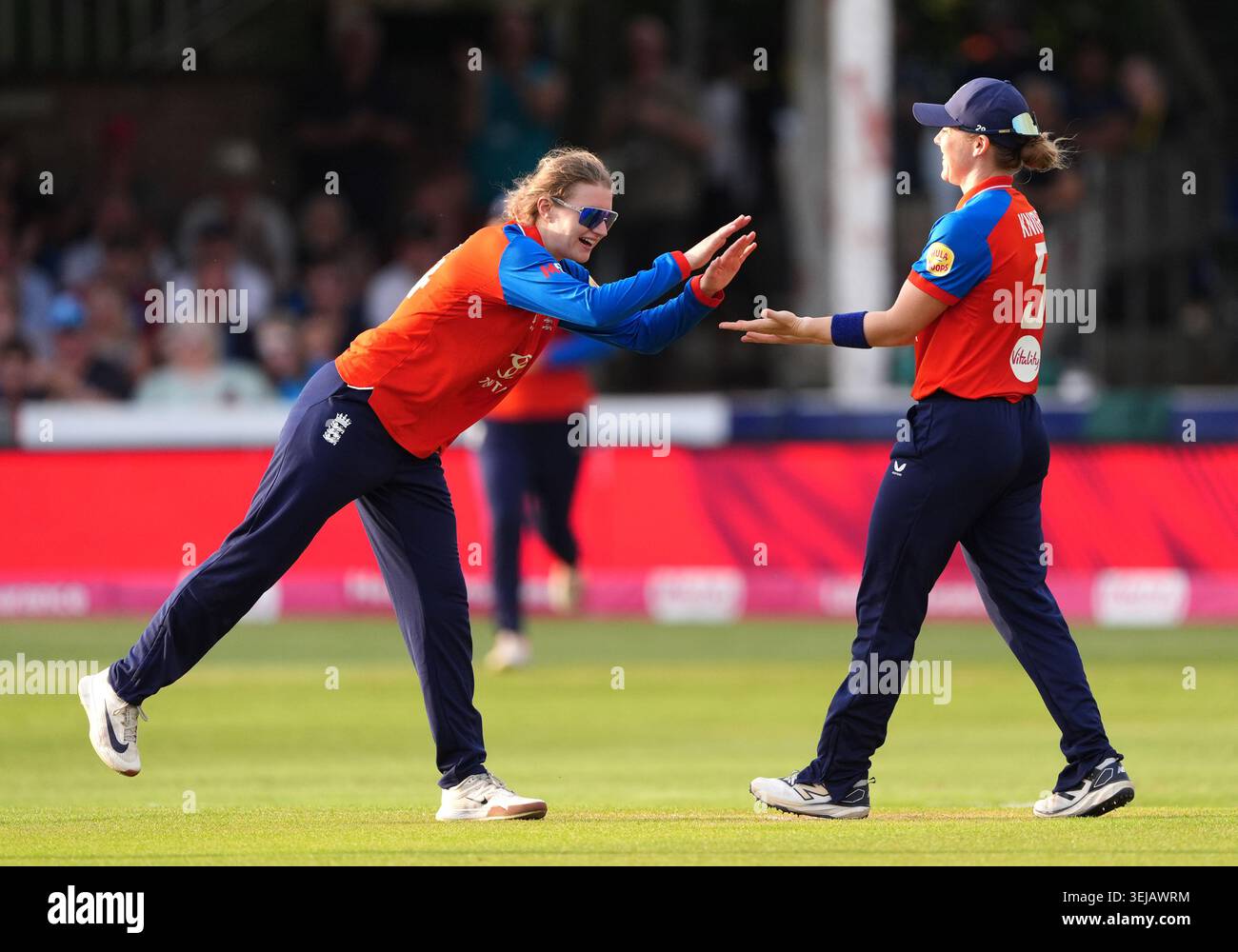 England's Charlie Dean celebrates the wicket of India's Jemimah ...