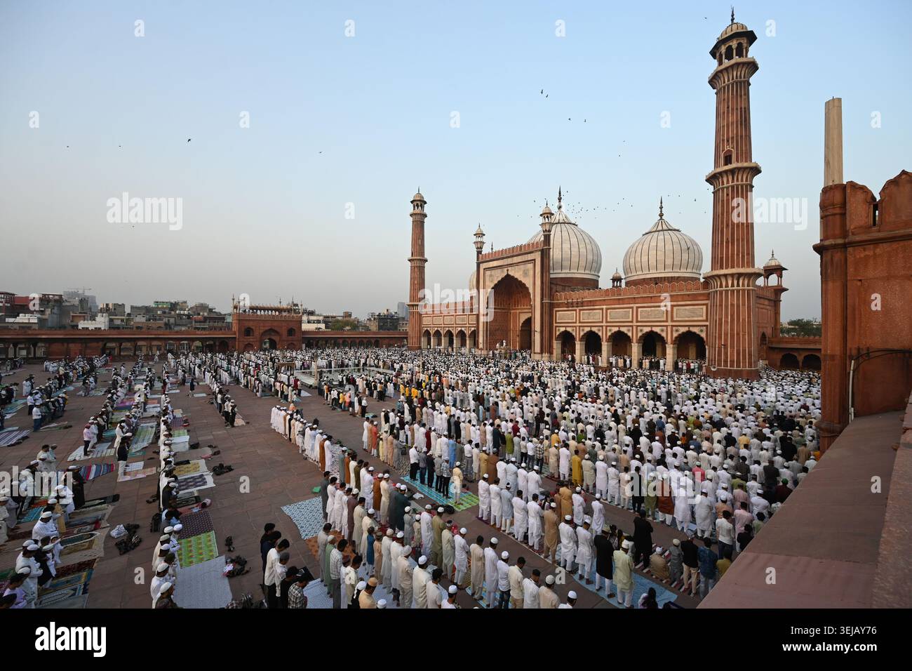 NEW DELHI, INDIA - MAY 28: Muslims offer prayer (namaz) at the historic ...