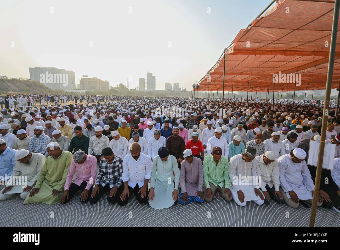 GURUGRAM, INDIA - MAY 28: Muslim community people offer prayer on the ...