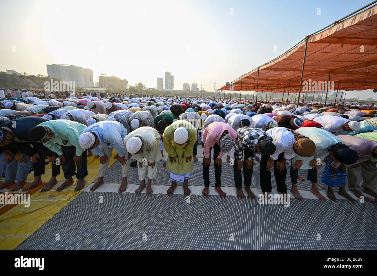GURUGRAM, INDIA - MAY 28: Muslim community people offer prayer on the ...