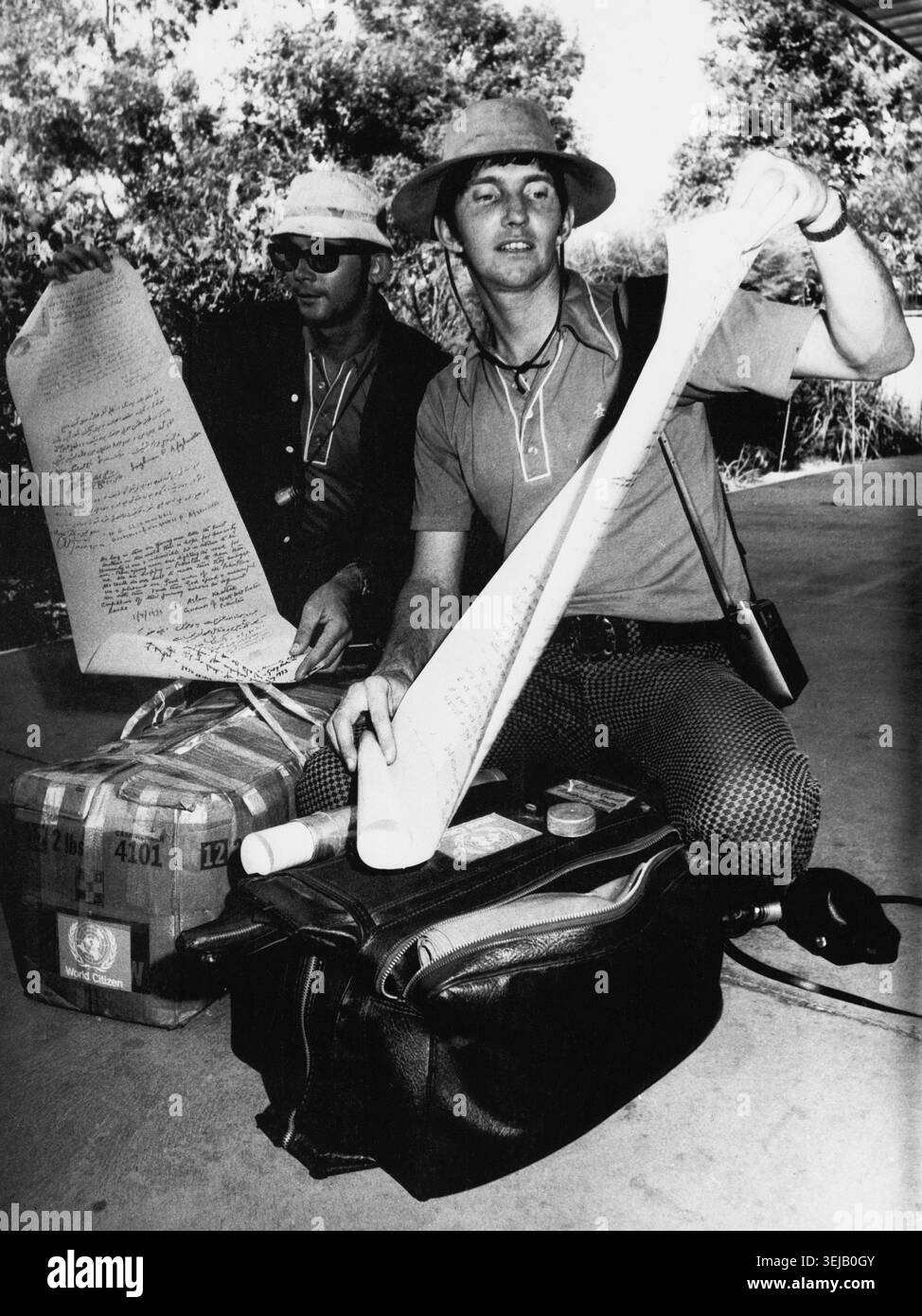 Peter, left, and David Kunst, are shown in 1973, with scrolls signed by ...
