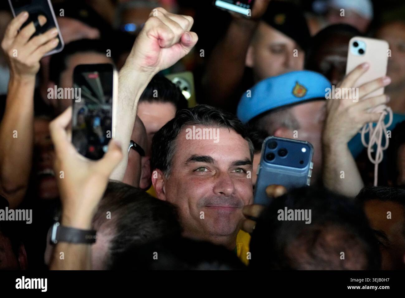 Sen. Flavio Bolsonaro arrives at Brasília International Airport ...