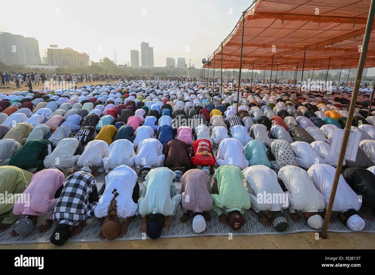 GURUGRAM, INDIA - MAY 28: Muslim community people offer prayer on the ...