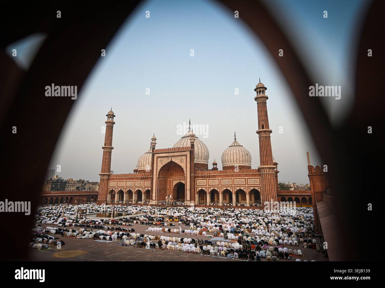 NEW DELHI, INDIA - MAY 28: Muslims offer namaz at the historic Jama ...