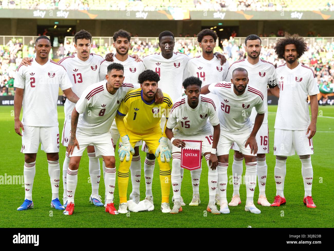 A Qatar team group photo ahead of an international friendly match at ...