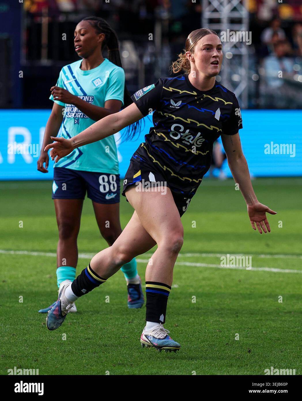 Everton's Ruby Mace celebrates scoring their side's first goal of the ...