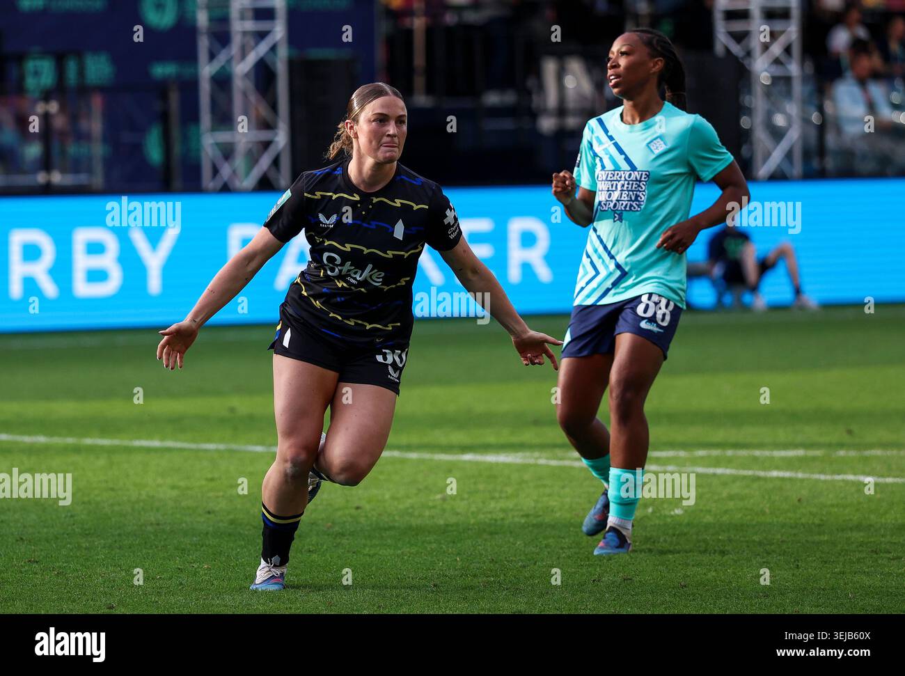 Everton's Ruby Mace celebrates scoring their side's first goal of the ...