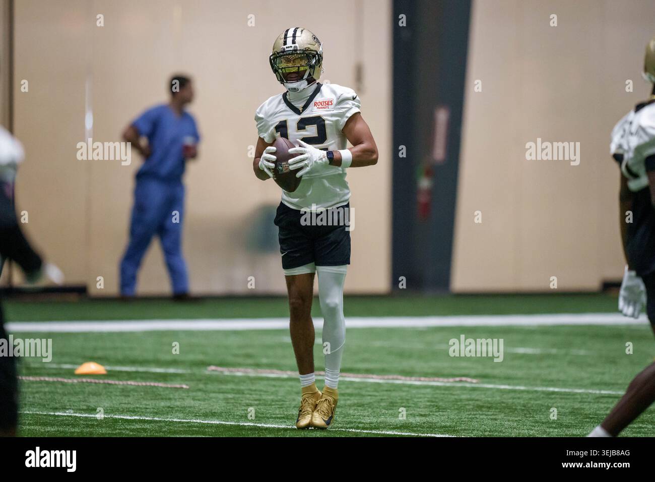 New Orleans Saints wide receiver Chris Olave (12) runs during the NFL ...