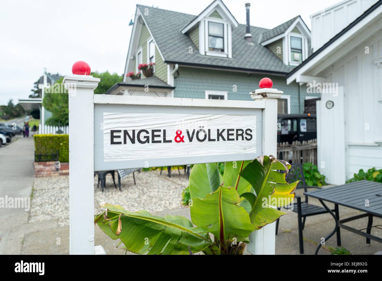 Signage for Engel and Volkers office, Mendocino, California, April 6 ...