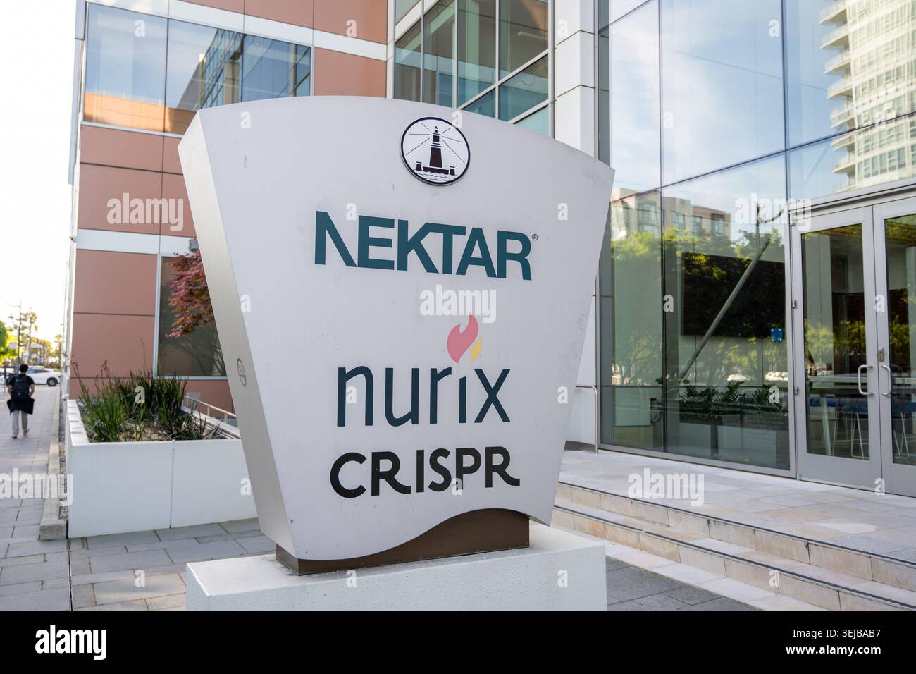 Sign for Nektar, Nurix, and Crispr outside a modern life sciences ...