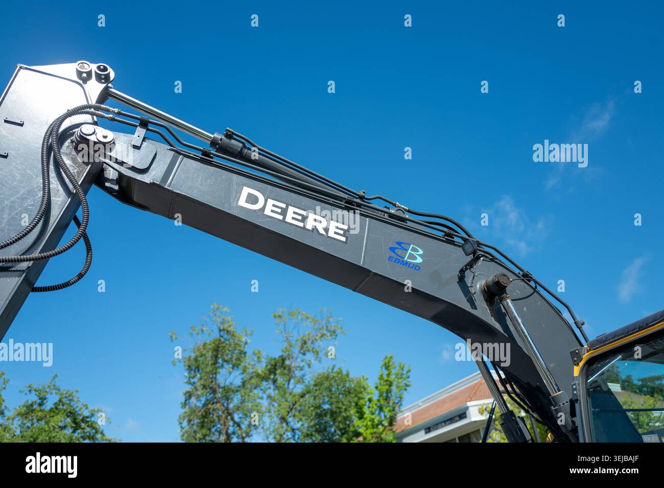 Close-up of Deere text on John Deere construction equipment, Lafayette ...