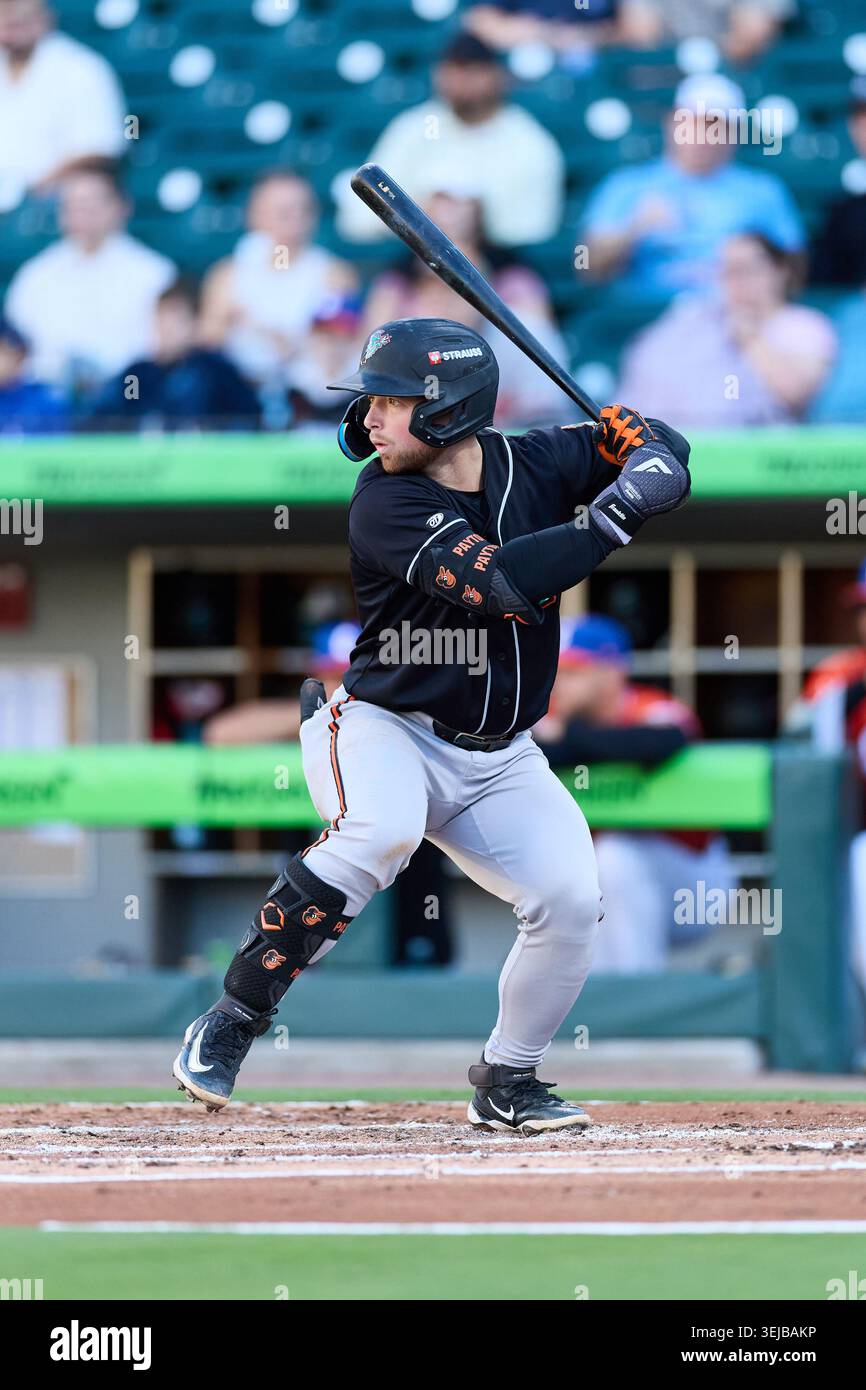Payton Eeles (5) of the Norfolk Tides bats against the Charlotte O's ...