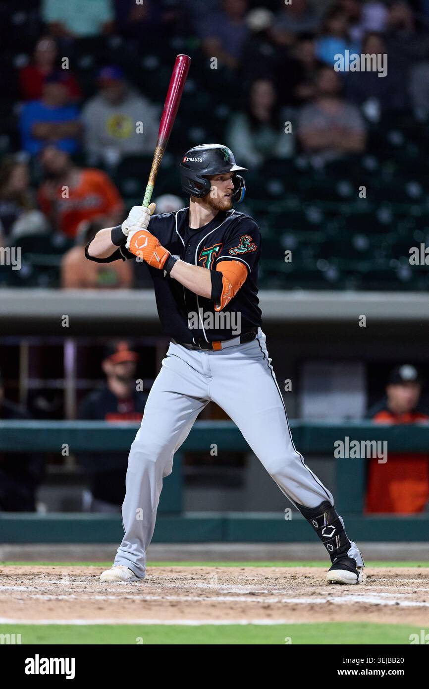 Sam Huff (35) of the Norfolk Tides bats against the Charlotte O's ...