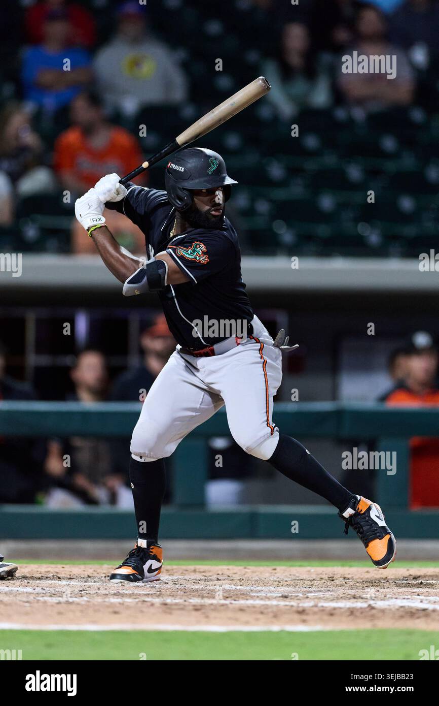 Bryan Ramos (15) of the Norfolk Tides bats against the Charlotte O's ...