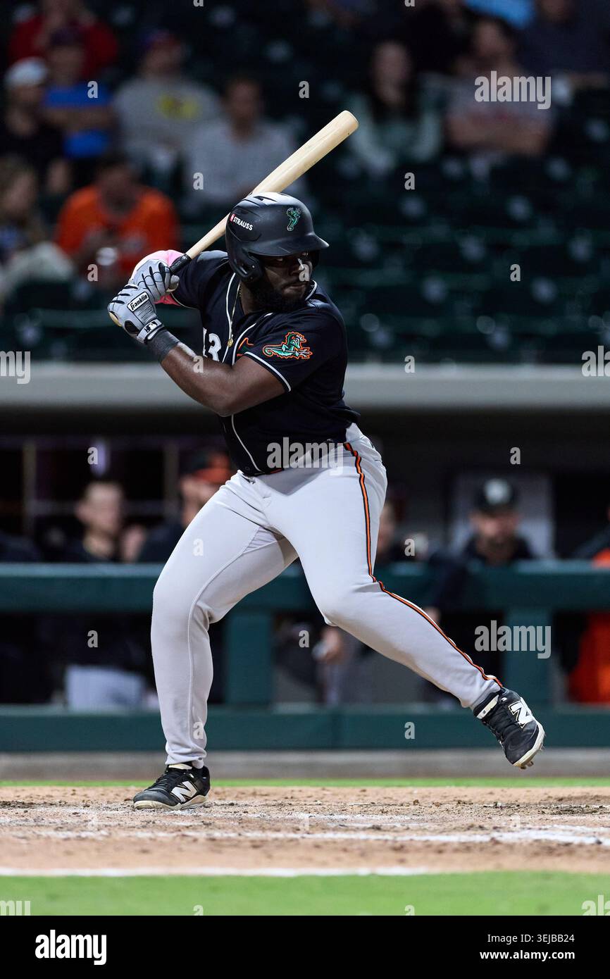 Jhonkensy Noel (43) of the Norfolk Tides bats against the Charlotte O's ...