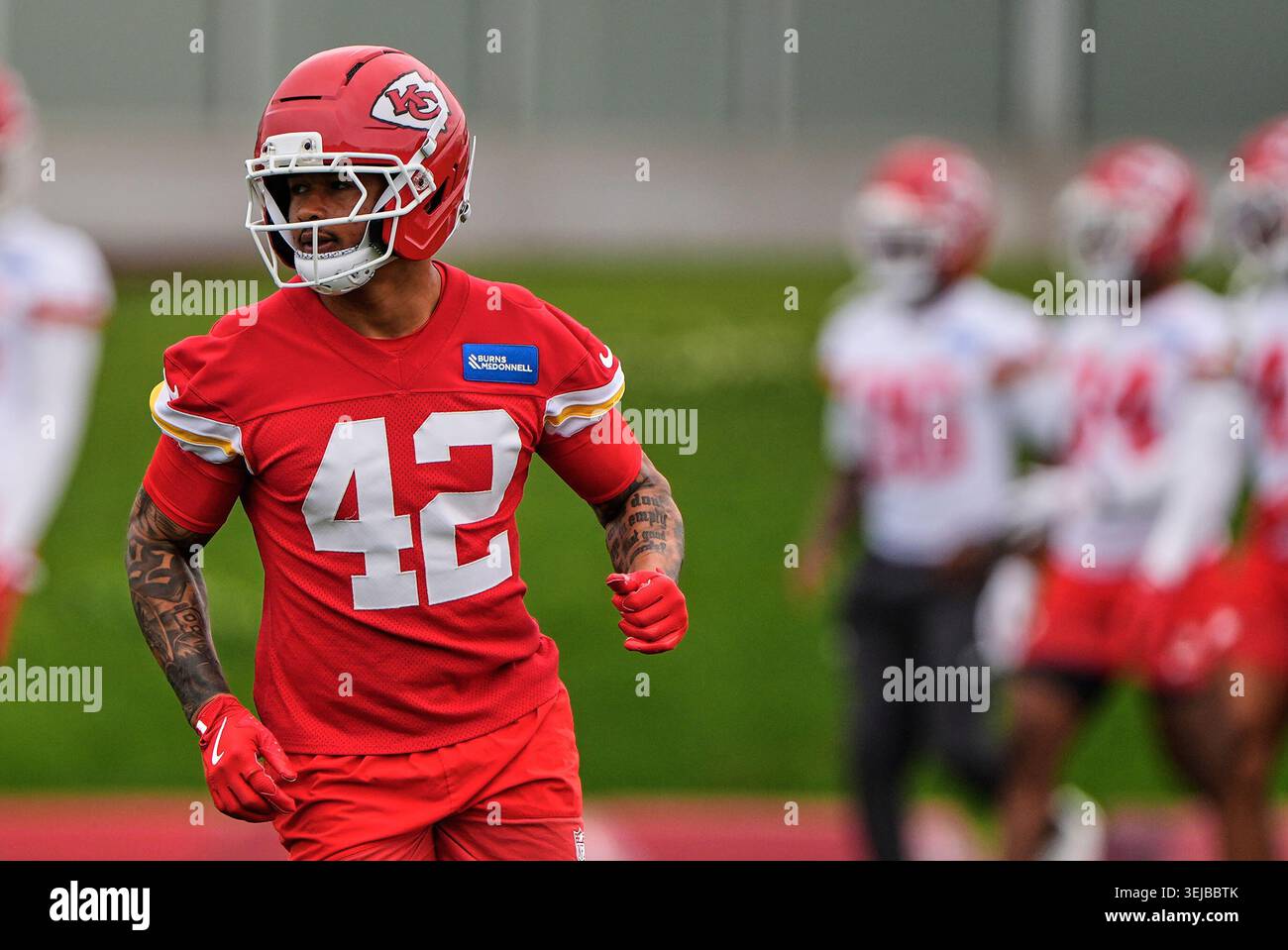 Kansas City Chiefs running back Jaydn Ott participates in a drill ...