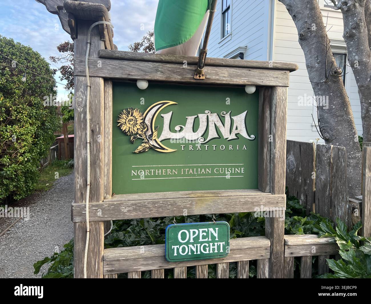 Sign outside Luna restaurant in Mendocino, California, April 7, 2026 ...