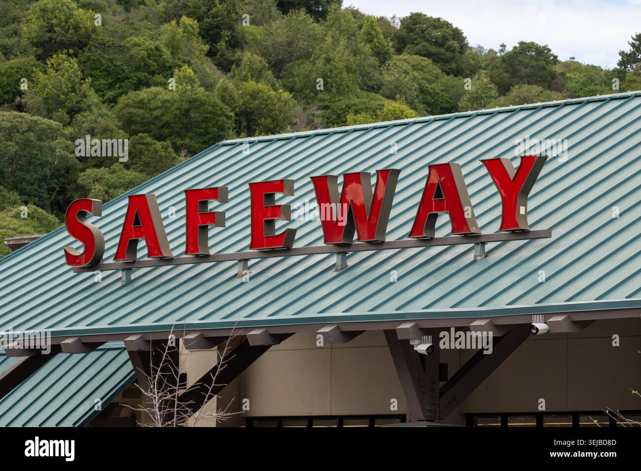 Close-up of logo on Safeway supermarket near San Mateo, California ...