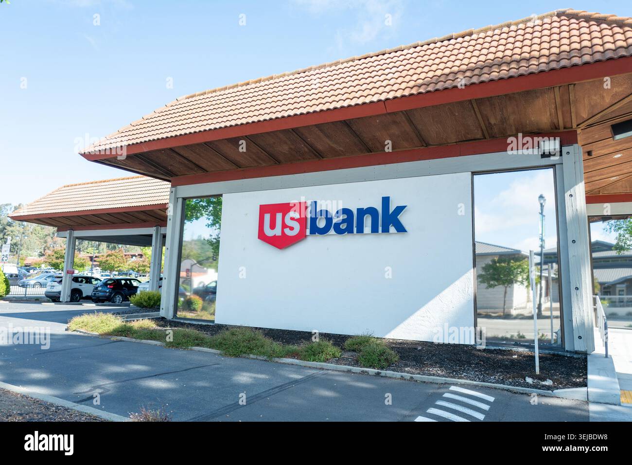 Sign on facade of USBank branch, Lafayette, California, May 13, 2026 ...