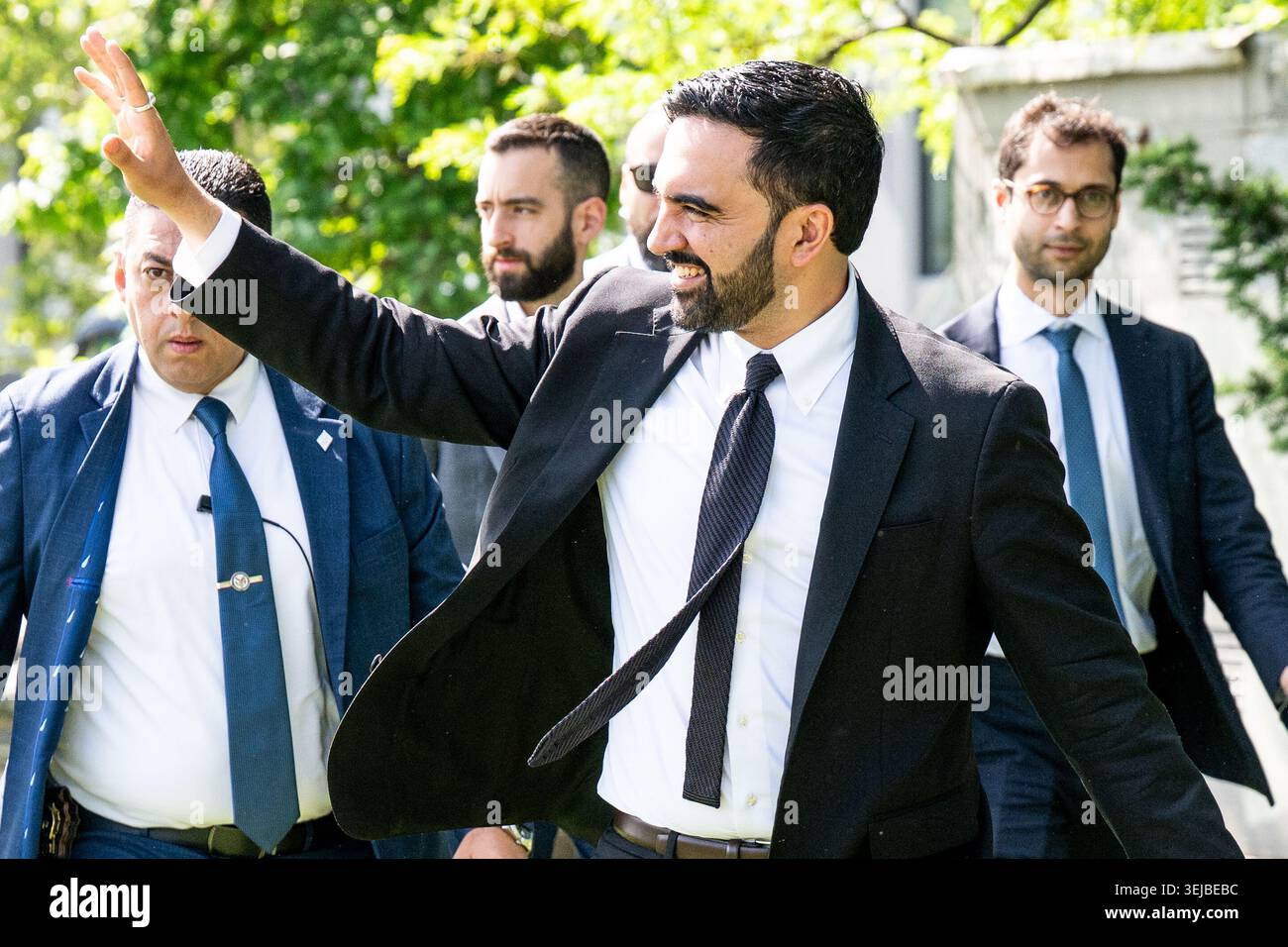 New York City Mayor Zohran Mamdani (D) waving while arriving for a ...