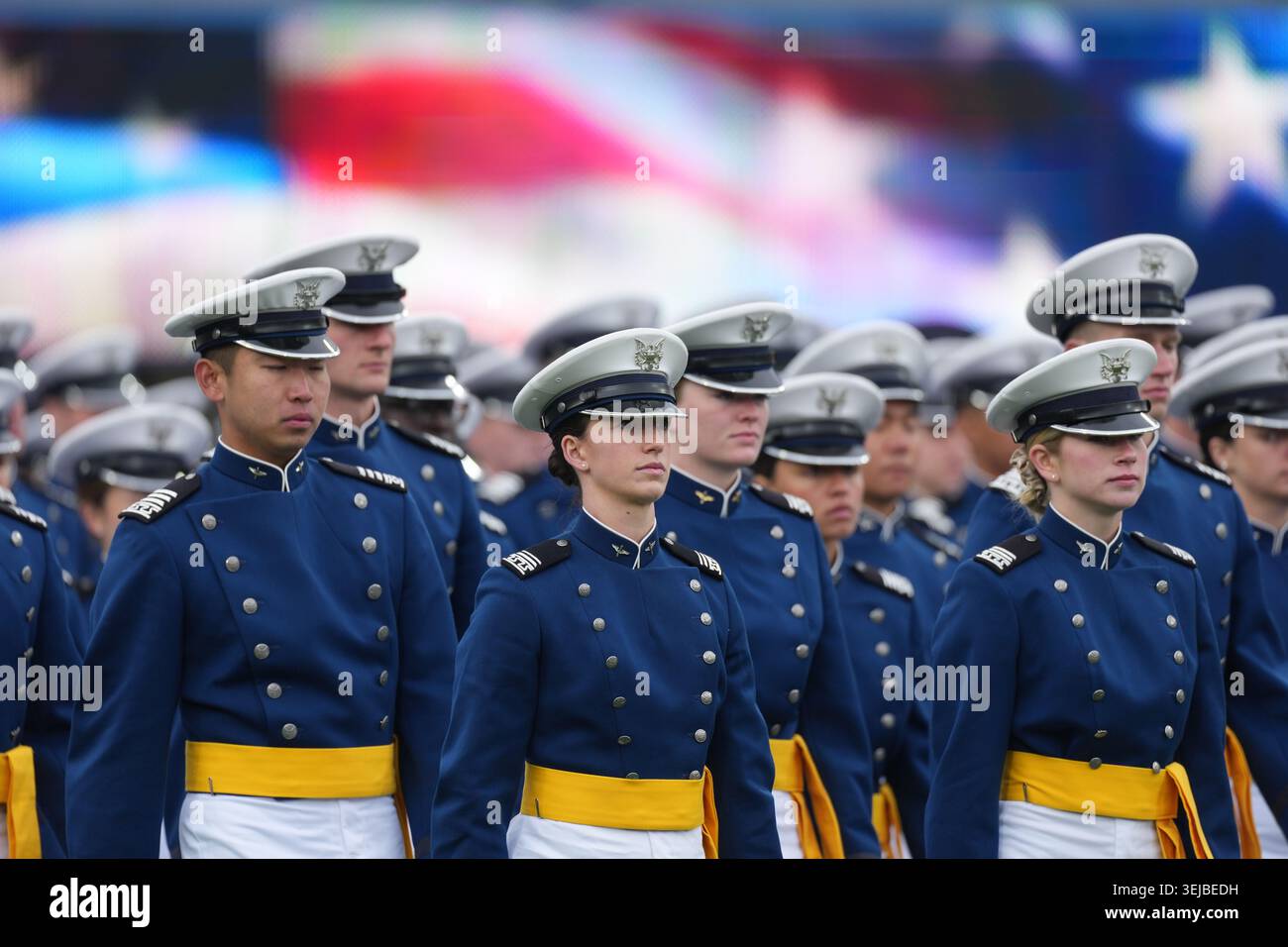 Cadets march on to the field during the United States Air Force Academy ...