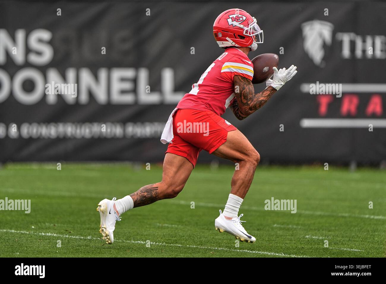 Kansas City Chiefs wide receiver Nikko Remigio catches a ball during ...