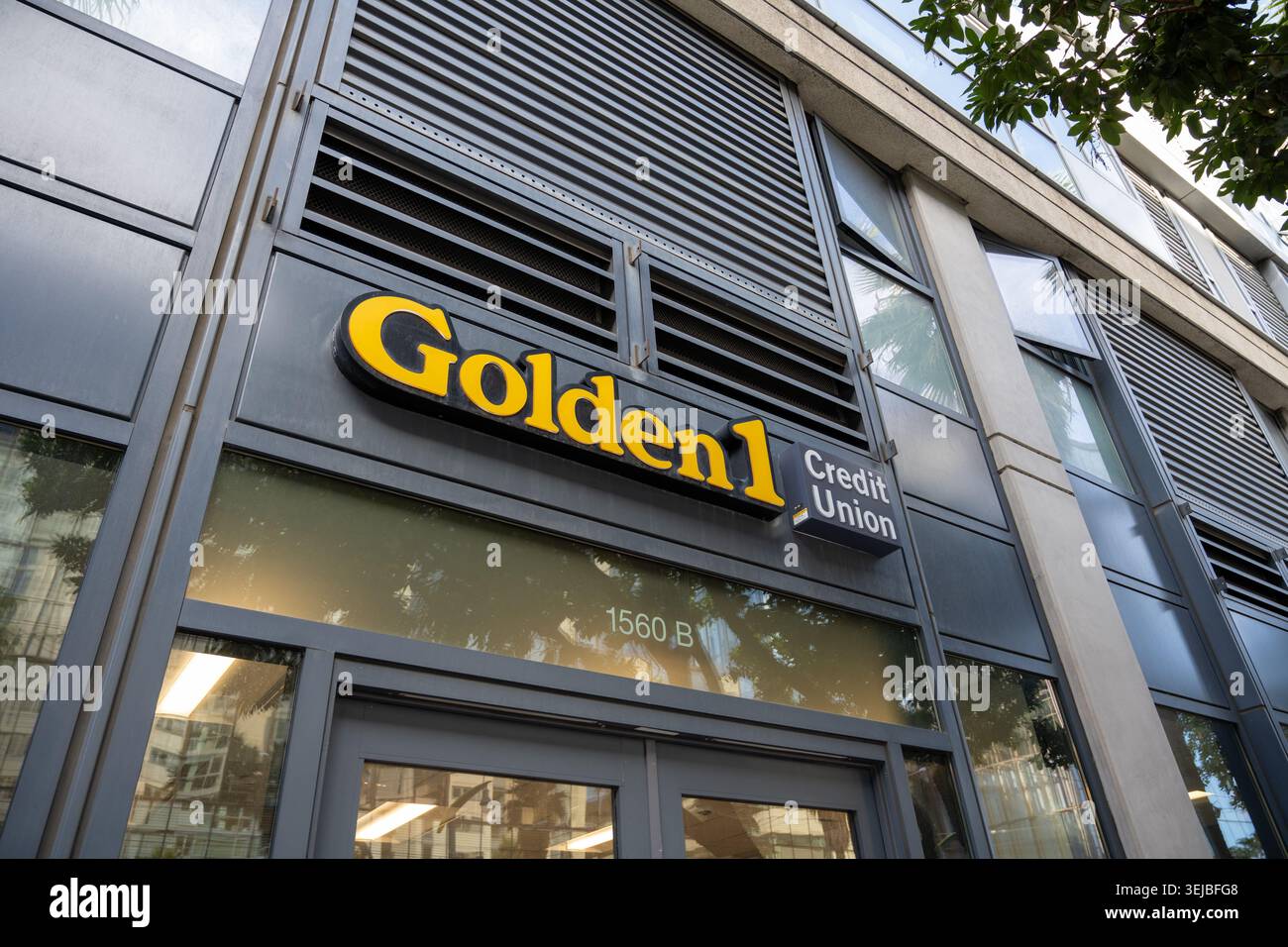 Golden 1 Credit Union sign on modern building exterior, San Francisco ...