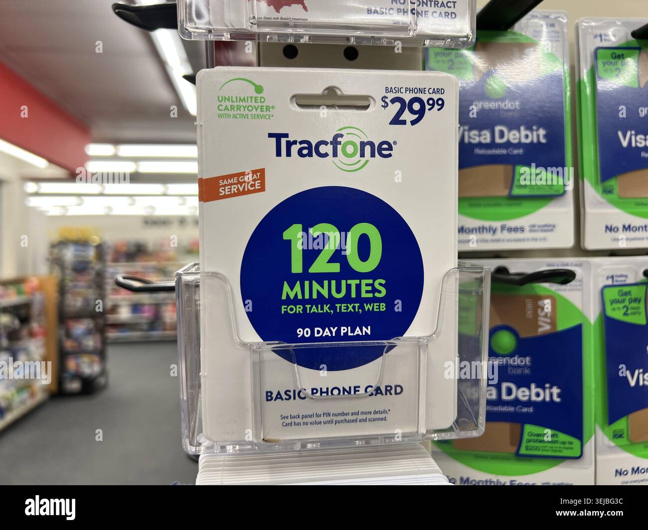 Tracfone brand phone card in a retail store, Lafayette, California, May ...
