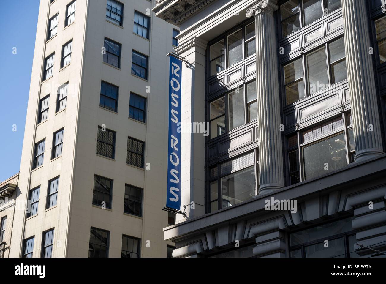 Vertical sign for Ross dress for less on exterior of historic building ...