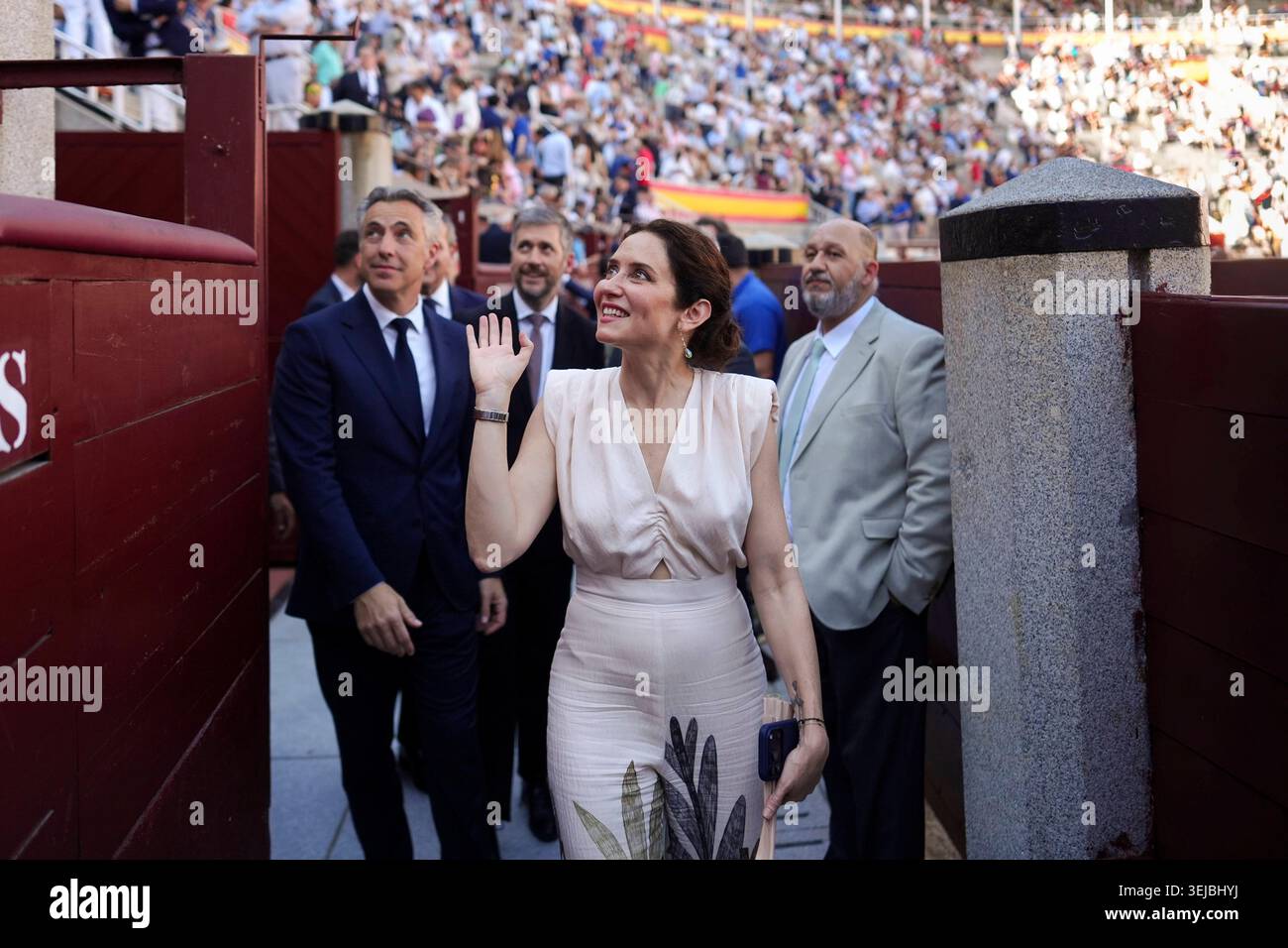 Isabel Diaz Ayuso attending Corrida de la Prensa during San Isidro Fair ...