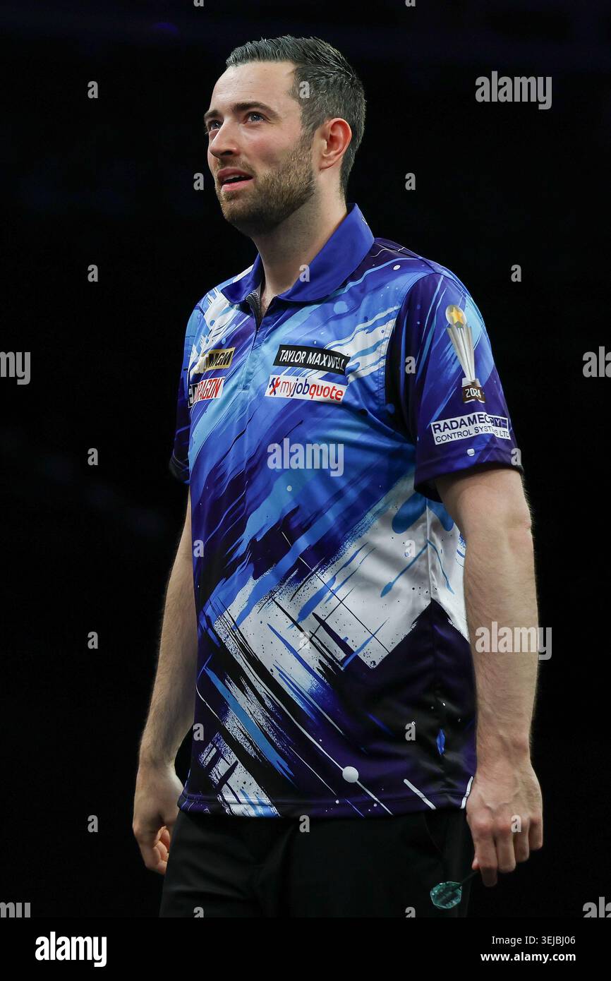 Luke Humphries in his semi-final match against Jonny Clayton during the ...