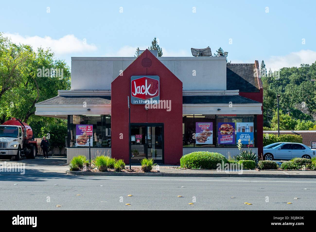 Facade of Jack in the Box fast food restaurant, Lafayette, California ...