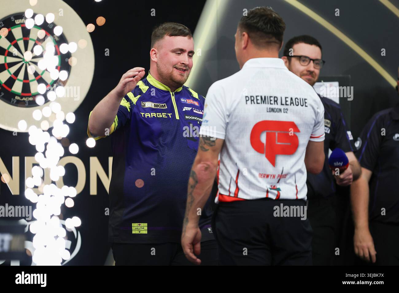 Luke Littler celebrates winning his semi-final match against Gerwyn ...