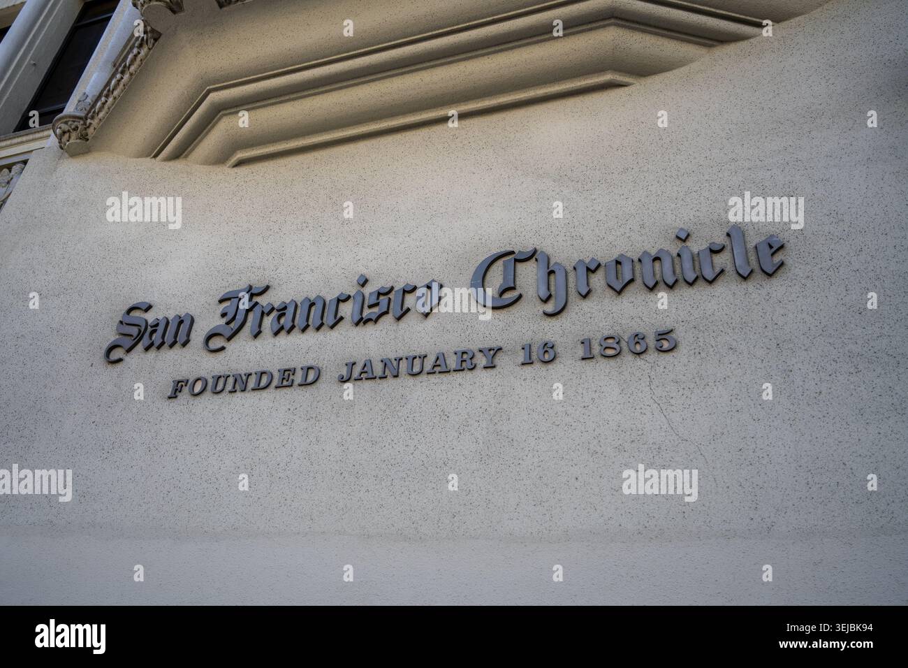 Exterior wall of San Francisco Chronicle building with raised metal ...