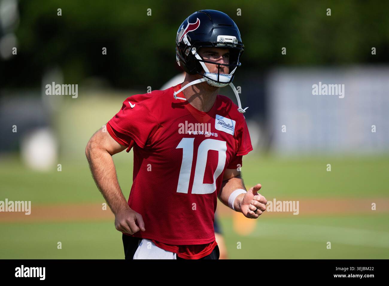 Houston Texans quarterback Davis Mills participates in the NFL football ...