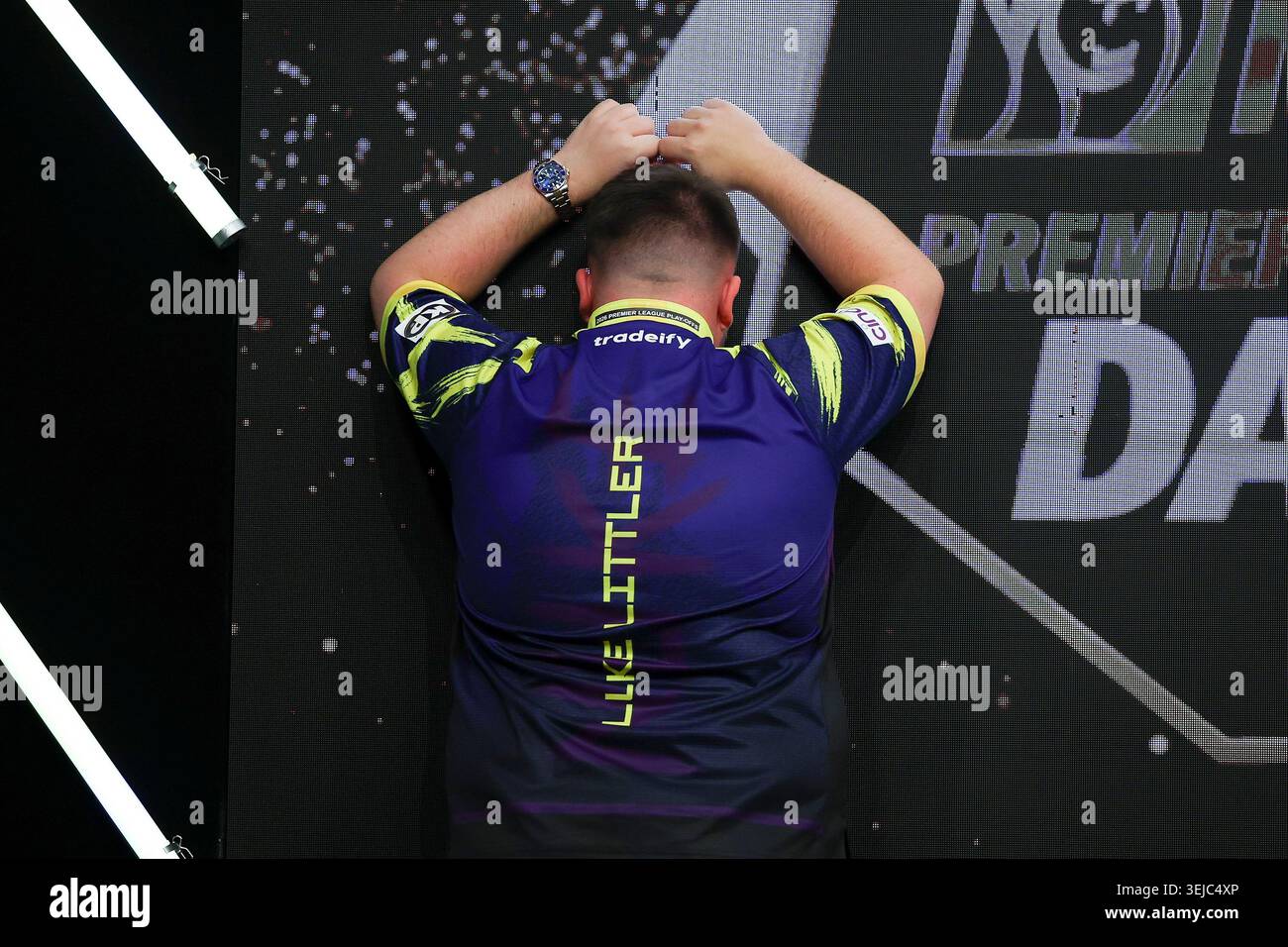 Luke Littler reacts after winning the 2026 BetMGM Premier League Darts ...