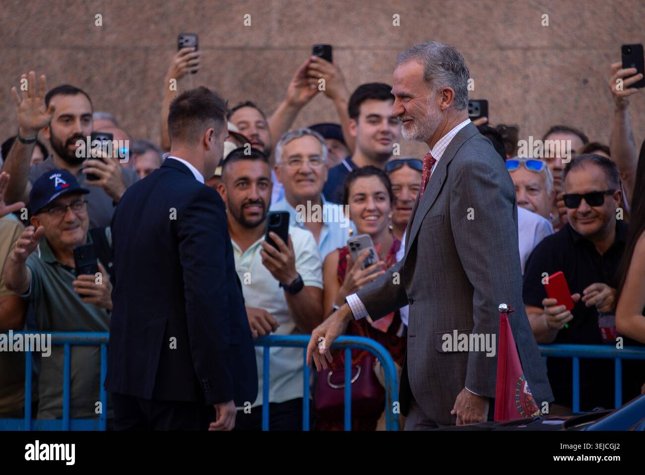 King Felipe VI of Spain attends the Press Association bullfight at the ...