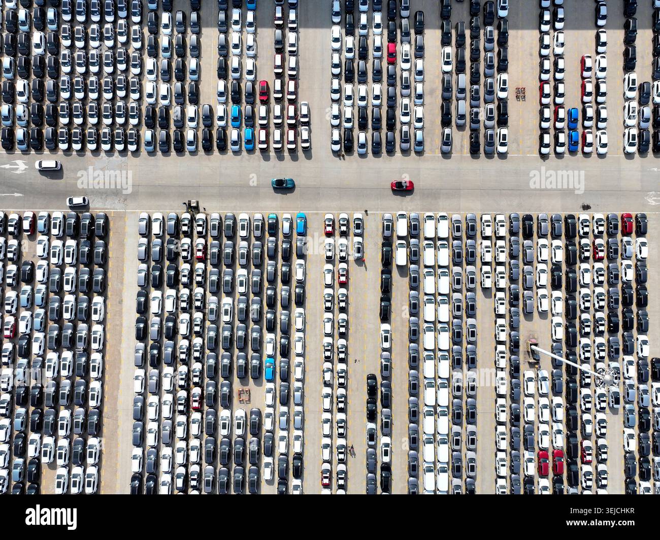 Cars for export gather at the dock of Dongfang Port Operation Company ...