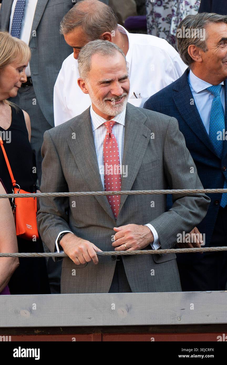 King Felipe VI of Spain attends the "Corrida de la Prensa" bullfights ...