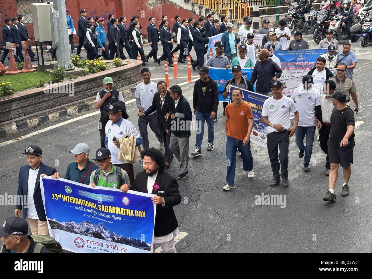 Kathmandu, Nepal. 29th May, 2026. People take part in a procession to ...