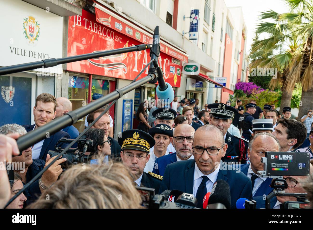 Nice, France. 28th May, 2026. Interior Minister Laurent Nunez responds ...