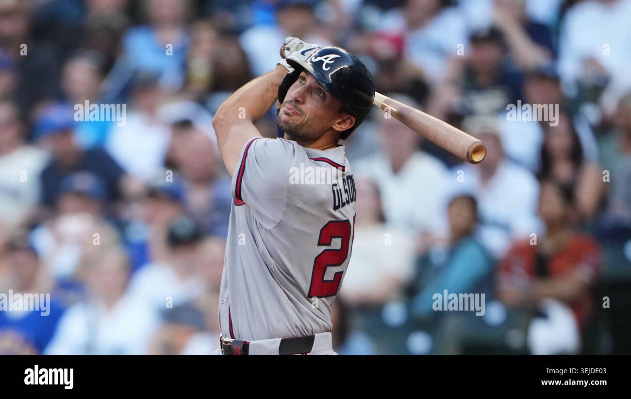 Atlanta Braves' Matt Olson swings during a baseball game against the ...