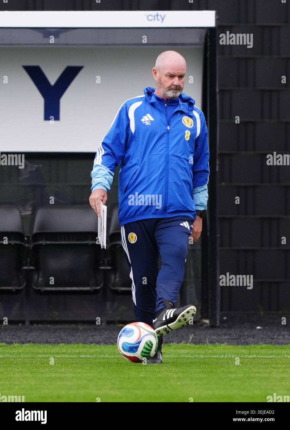Scotland manager Steve Clarke during a training session at Lesser ...