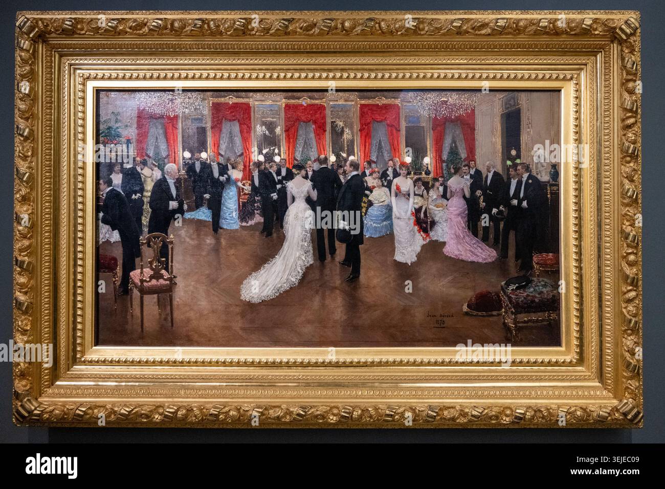 Paris, France - 8 Nov 24: Framed painting by Jean Béraud showing an ...