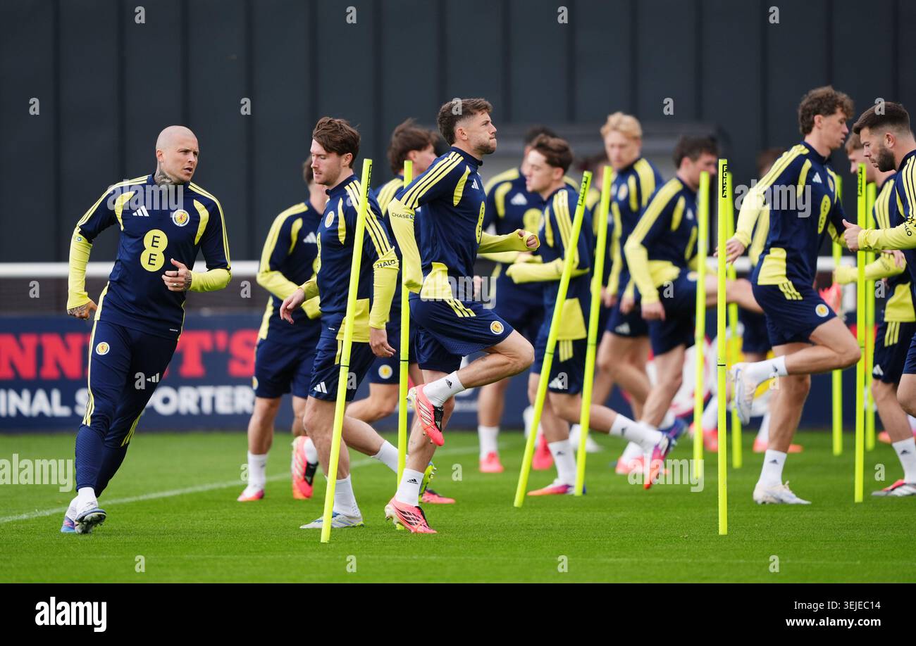 Scotland's Ryan Christie (centre) and players during a training session ...