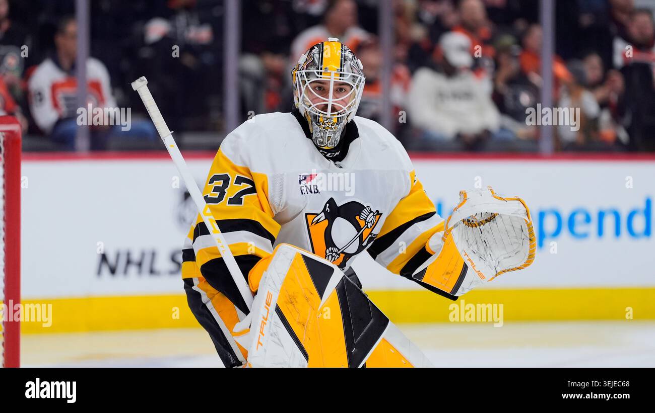 Pittsburgh Penguins' Arturs Silovs plays during Game 6 in the first ...