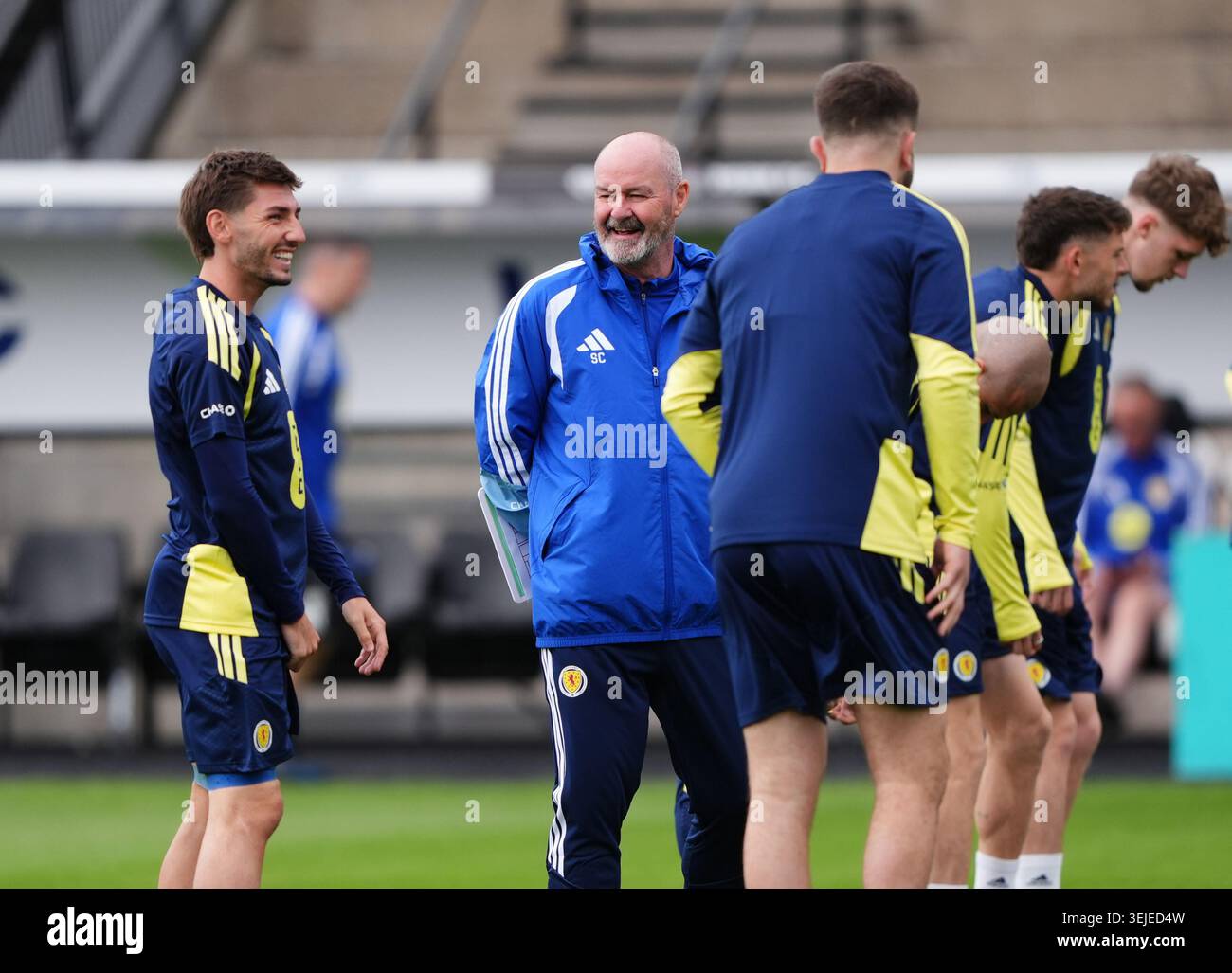 Scotland manager Steve Clarke with Billy Gilmour during a training ...