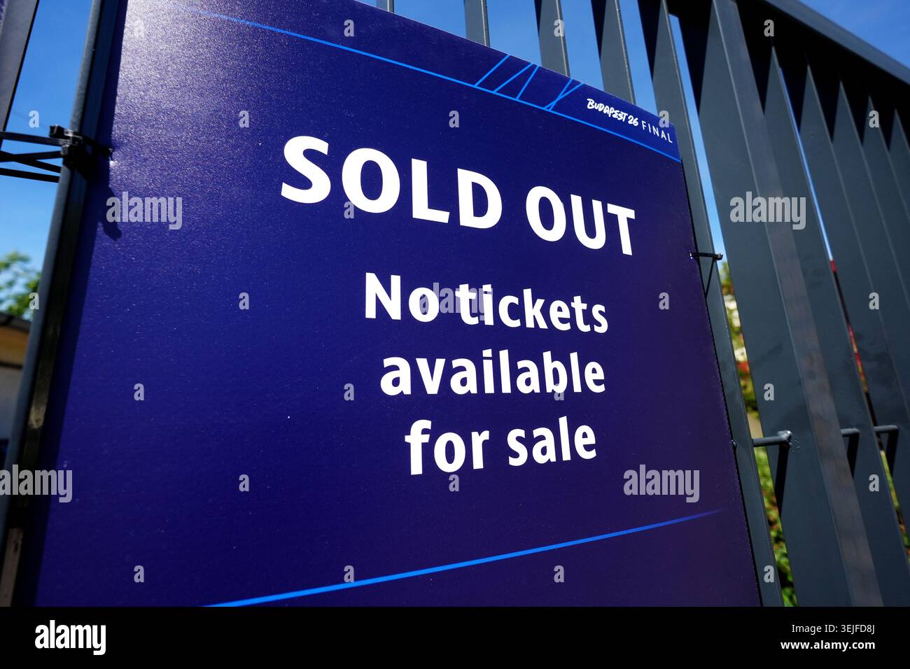 A tickets sold out sign outside the Puskas Arena in Budapest ahead of ...